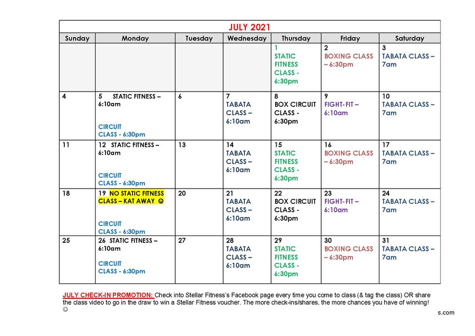 COMMUNITY CLASSES TIMETABLE